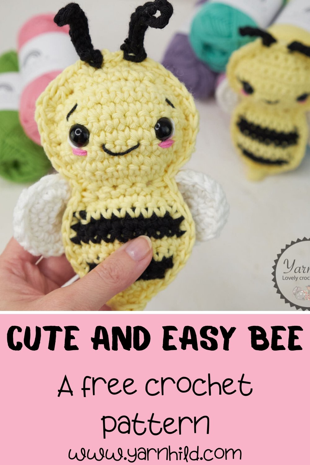 Crochet bee pattern — Free written pattern and video tutorial